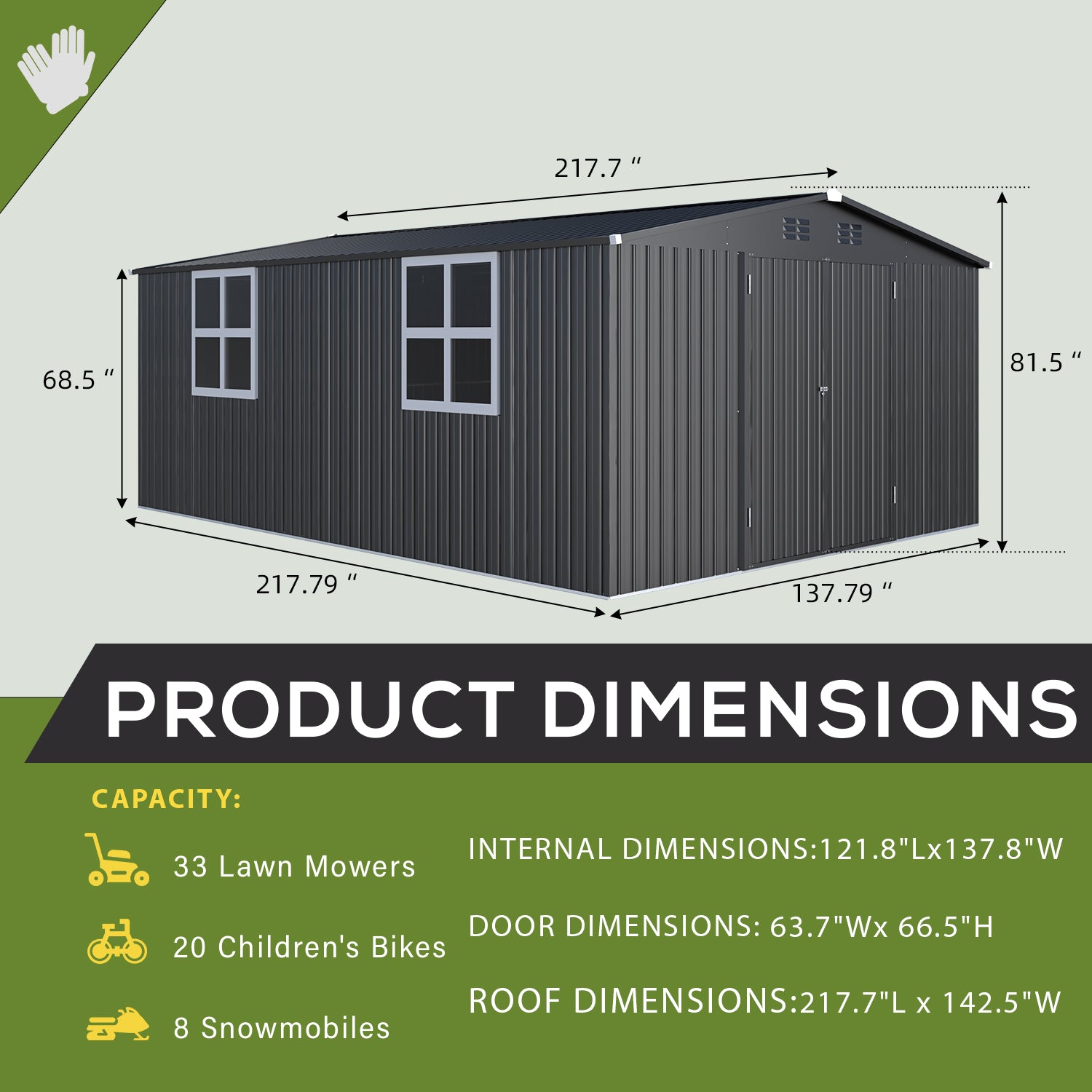 AECOJOY 18'x12' Outdoor Storage Shed - Large Metal Shed with Windows ...